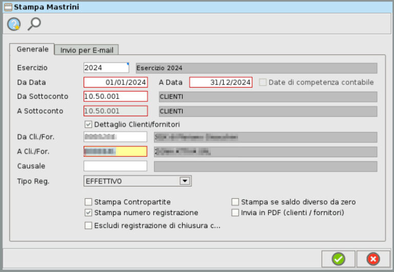 Stampa mastrini | Manuale software contabilità Atlantis Evo
