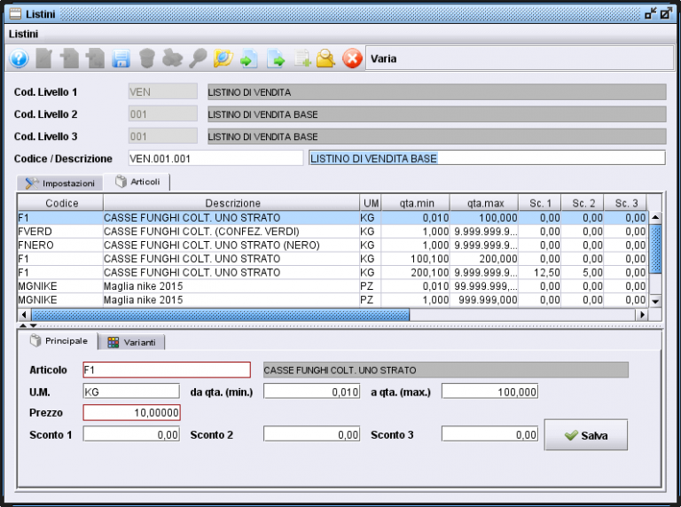 Gestione listini | Manuale software gestionale Atlantis Evo