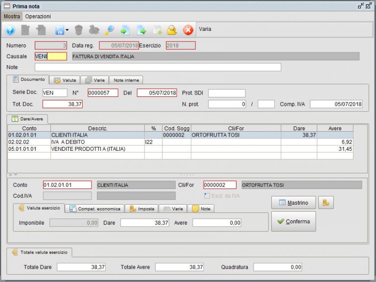 Gestione Prima Nota Manuale Software Contabilità Atlantis Evo
