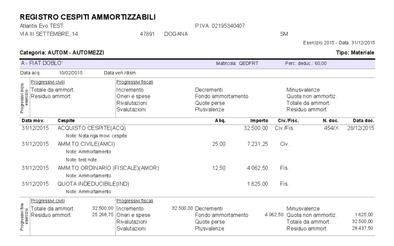 Stampa libro cespiti » Manuale Software gestionale Atlantis Evo