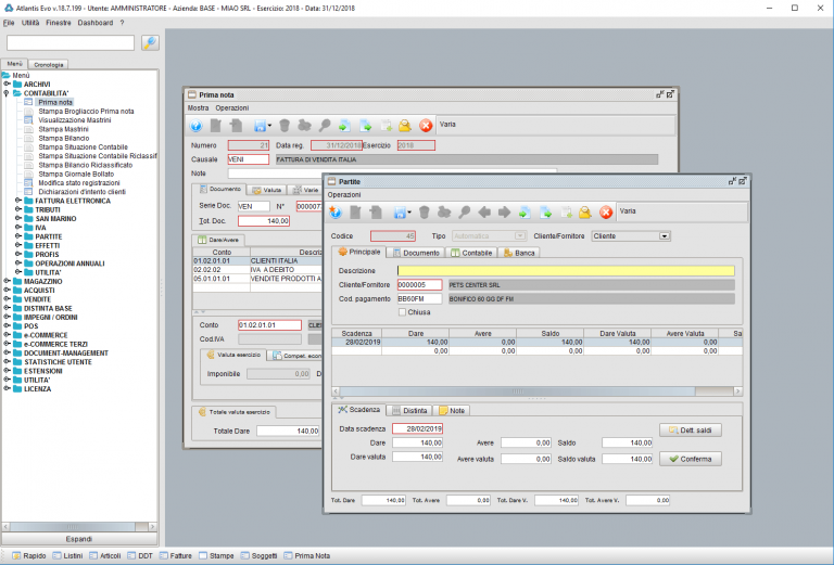 Funzionalità del programma gestionale aziendale Atlantis Evo